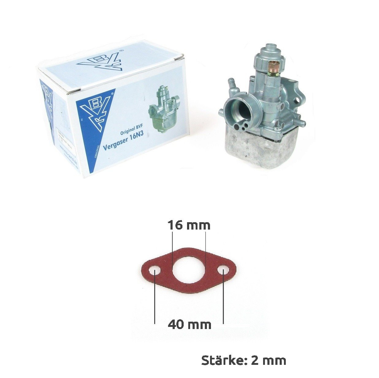 BVF 16N3-2 Carburetor + 16mm Flange Gasket for Simson SR50/Duo - 223,49 zł